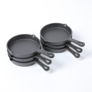 hawok cast iron miniture skillet, mini server, balck round mini pan dia 5.3inch pack of 6…