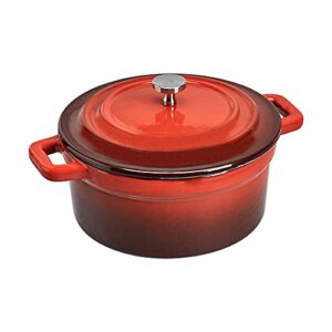 amazoncommercial enameled cast iron covered small round cocotte, 18 ounce, red