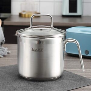 jalz jalz Stainless Steel Saucepan With Glass Lid,Classic Cookware, Sauce Pan,2 Quart for Boiling Milk, Sauce, Gravies, Pasta,Noodles