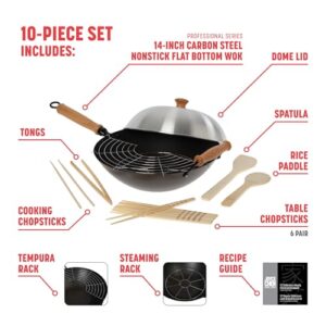 Joyce Chen 22-9938, Pro Chef 14 Inch 10 Piece Excalibur Non-Stick Wok Set