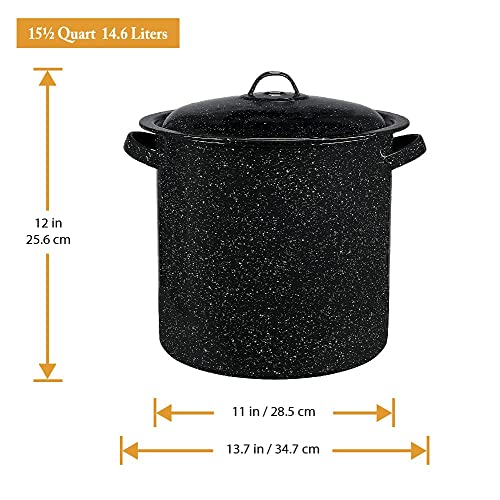 Granite Ware 15.5 Qt Steamer with Lid. Enameled steel perfect for seafood, soups or sauces.