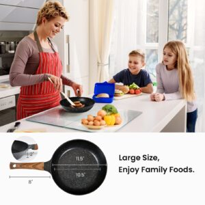 DIIG Nonstick Frying Pans Set with Lid, PFOA-Free Granite Coating Chef's Pan, 10 In, 11 In Fry Pans for Cooking, Stickless Skillet Set with Cover, Gift Cookware Pans Gas Stove, Induction Glass Top