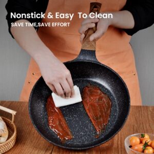 DIIG Nonstick Frying Pans Set with Lid, PFOA-Free Granite Coating Chef's Pan, 10 In, 11 In Fry Pans for Cooking, Stickless Skillet Set with Cover, Gift Cookware Pans Gas Stove, Induction Glass Top