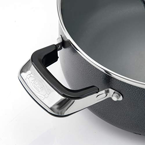 Alpine Cuisine 5 Quart Non-stick Stock Pot with Tempered Glass Lid and Carrying Handles, Multi-Purpose Cookware Aluminum Dutch Oven for Braising, Boiling, Stewing