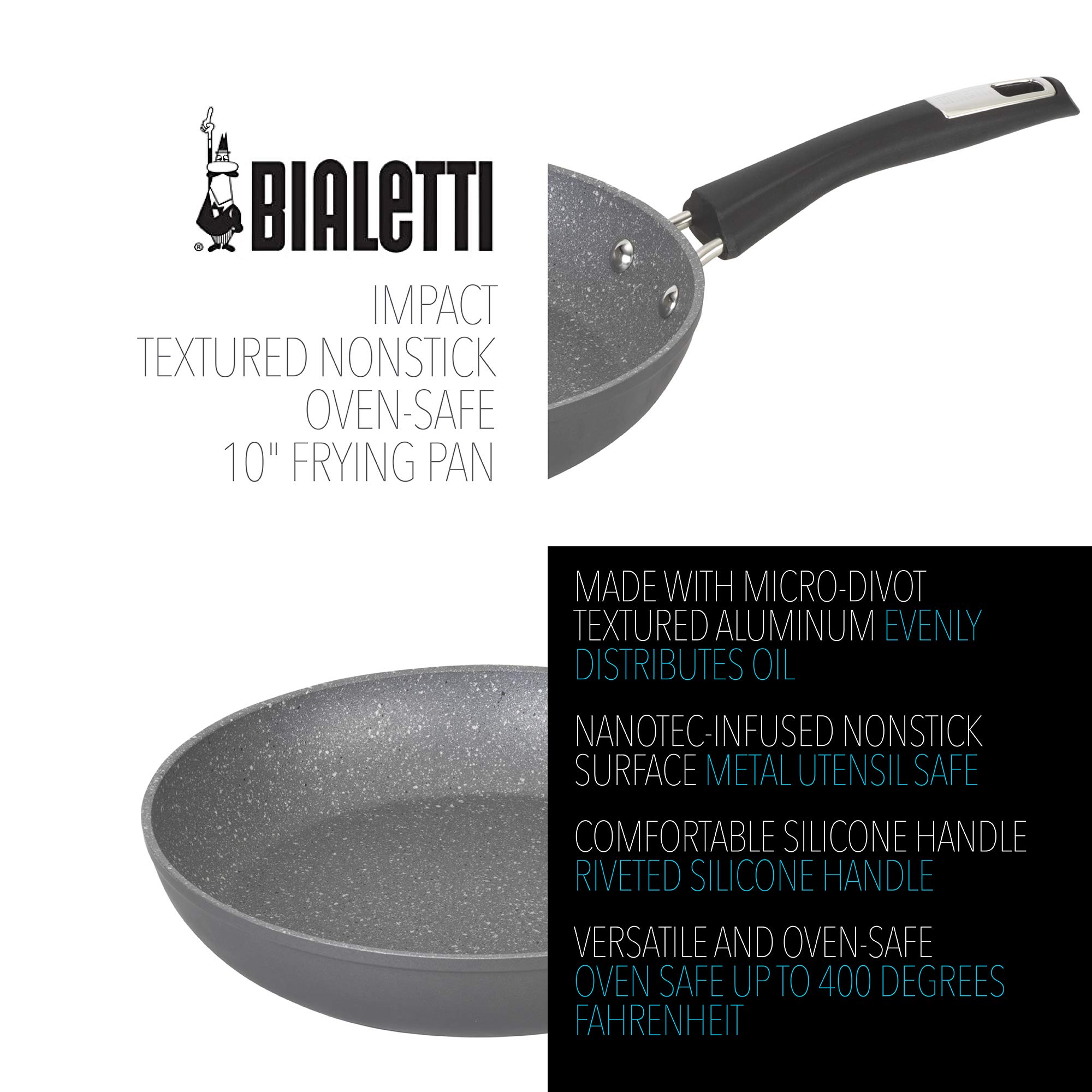 Bialetti Nonstick Impact, 10 in. Saute Pan, Gray