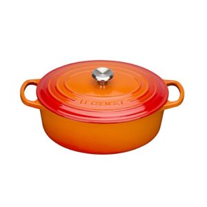 le creuset enameled cast iron signature oval dutch oven, 5 qt. , flame