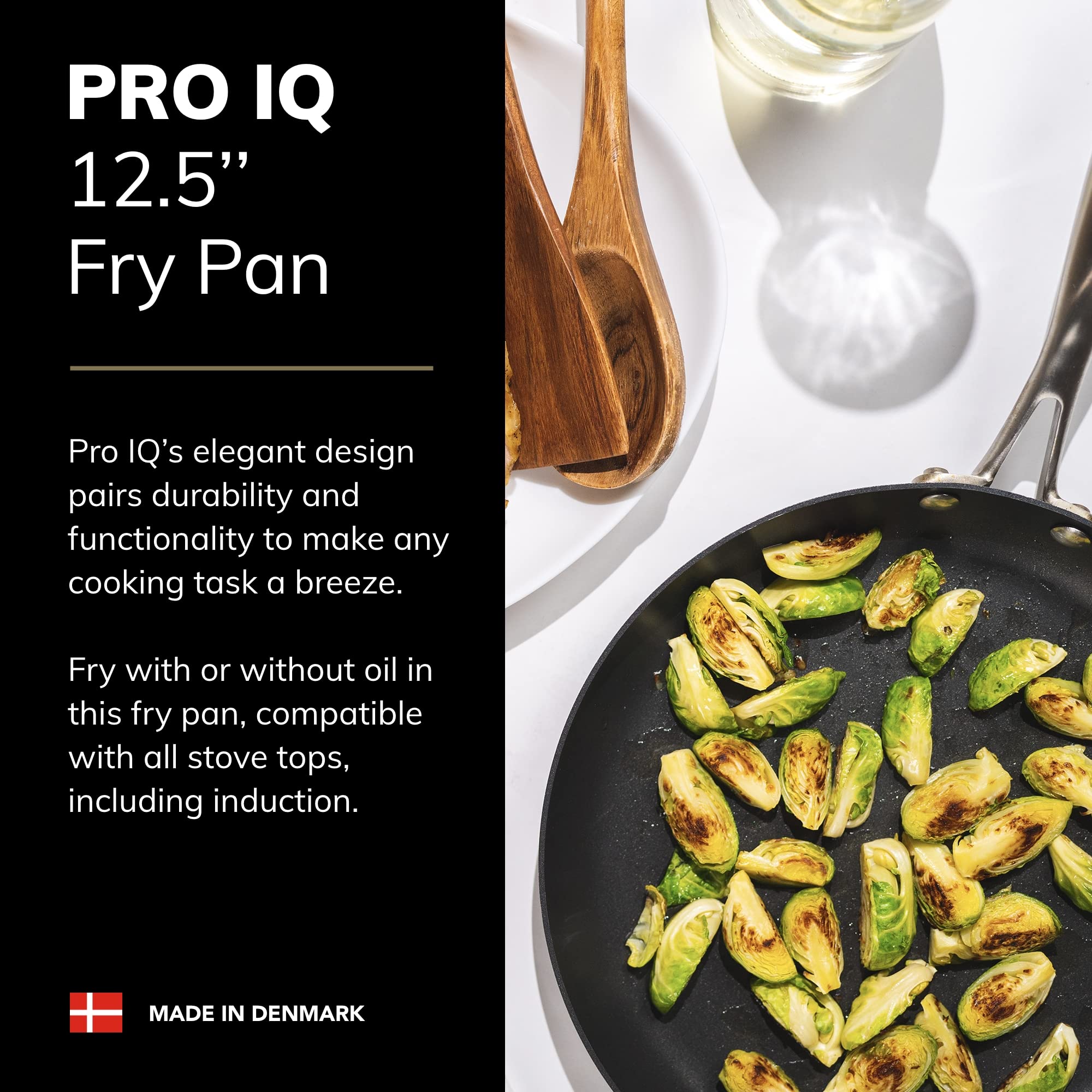 Scanpan Pro IQ 12.5” Fry Pan - Easy-to-Use Nonstick Cookware - Dishwasher, Metal Utensil & Oven Safe - Made by Hand in Denmark