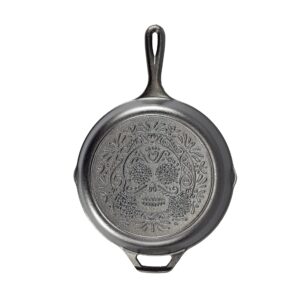 lodge seasoned cast iron sugar skull skillet, 10.25 inch