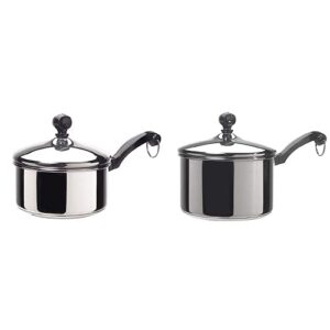 farberware classic series stainless steel 1-quart covered saucepan with farberware classic stainless steel 2-quart covered saucepan