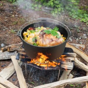 LIFERUN Dutch Oven Pot with Lid, 13.2 Quart Cast Iron Dutch oven, with Lid Lifter Handle & Stand and Dual Function Lid Griddle for Home Cooking BBQ Baking