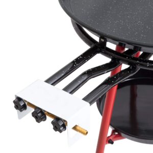 Mabel Home Paella Pan + Paella Burner and Stand Set on Wheels + Complete Paella Kit for up to 20 Servings - 23.65 inch Gas Burner + 25.60 inch Enamaled Steel Paella Pan