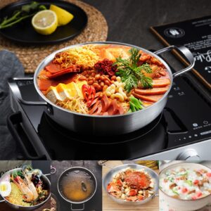 YOUEON Set of 3 Korean Ramen Pot with Handles, 7/8.5/9.5 in Stainless Steel Ramen Cooking Pot Korean Noodle Pot without Lid, Fast Heating For Kitchen Cookware, Dishwasher Safe, Silver