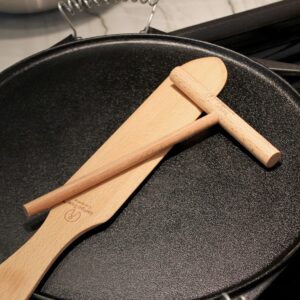 The ORIGINAL Crepe Spreader and Spatula Kit - 2 Piece Set (5” Spreader and 14” Spatula) Convenient Size to Fit Medium Crepe Pan Maker | All Natural Beechwood Construction only From Indigo True Company