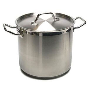 new professional commercial grade 40 qt (quart) heavy gauge stainless steel stock pot, 3-ply clad base, induction ready, with lid cover nsf certified item