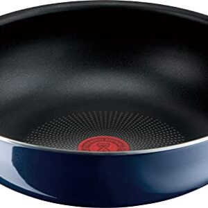 T-fal L43719 Frying Pan, With Removable Handle, 11.0 inches (28 cm), Deep Wok, Gas Flame Compatible, Ingenio Neo Royal Blue Intence Wok Pan, Non-Stick, Blue