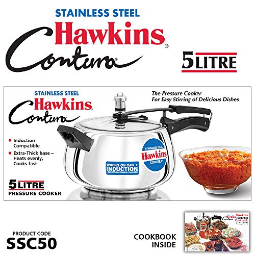 HAWKINS PRESSURE COOKER, 5 Liter, Silver