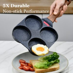 DIIG Egg Pan Non Stick Pancake Pan, 4-Cup Nonstick Egg Frying Pan, Granite Mini Egg Cooker Pan for Breakfast, Small Egg Skillet Suitable For Gas Stove & Induction Top