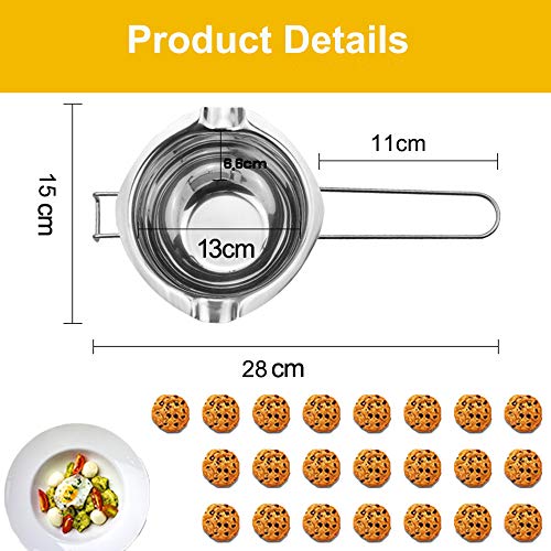 Chocolate Melting Pot - 600ML Double Boiler with Heat Resistant Handle, Stainless Steel Double Boiler Pot Set, Double Boilers for Stove Top can Melt Chocolate, Butter, Candy and Candle