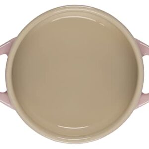 Le Creuset L'Amour Collection Stoneware Mini Round Cocotte, 8oz, Chiffon Pink with Heart Applique