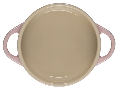 Le Creuset L'Amour Collection Stoneware Mini Round Cocotte, 8oz, Chiffon Pink with Heart Applique