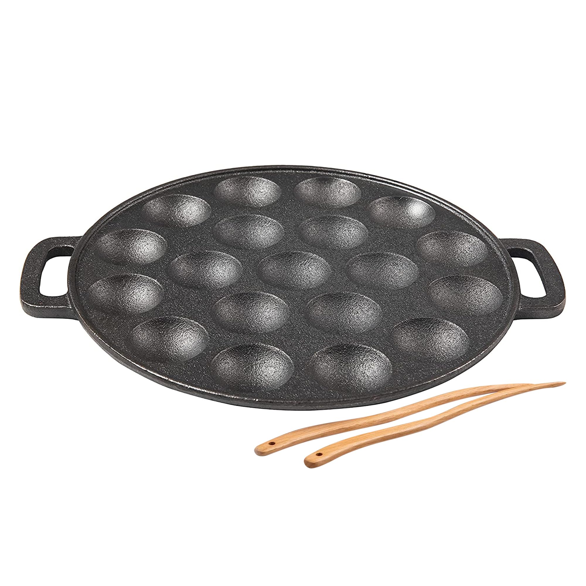 Upstreet Cast Iron Aebleskiver Pan/Ebelskiver Pan/Ideal for poffertjes pan (19 Hole)