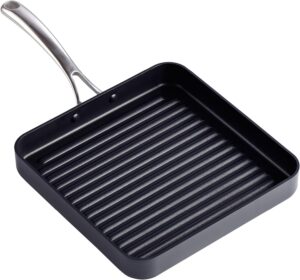 cooks standard nonstick square grill pan 11 x 11-inch, hard anodized grilling skillet pan cookware for camping, home use