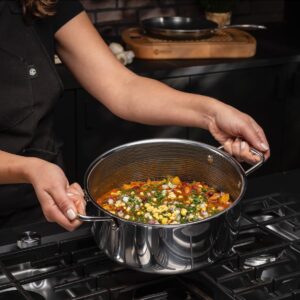 HexClad Hybrid Nonstick Dutch Oven, 5-Quart, Stainless Steel Lid, Dishwasher and Oven Safe, Induction Ready, Compatible with All Cooktops