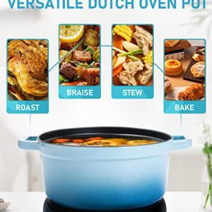 MICHELANGELO Dutch Oven Pot with Lid, 5 Quart Dutch Oven Cast Iron, Enameled Cast Iron Dutch Oven with Lid, Enamel Dutch Oven for Bread Baking, 5 Qt Dutch Oven Pot with Silicone Accessories, Blue