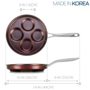 TECHEF - Eggcelente Pan, Swedish Pancake Pan, Plett Pan, Multi Egg Pan, 4-Cup Egg Frying Pan, Nonstick Egg Cooker Pan, Dishwasher Safe, Oven Safe, Stay Cool Handle, (Made in Korea) (Purple)