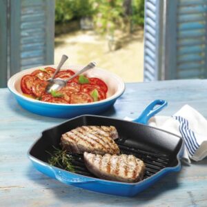 Le Creuset Enameled Cast-Iron 10-1/4-Inch Square Skillet Grill, Marseille