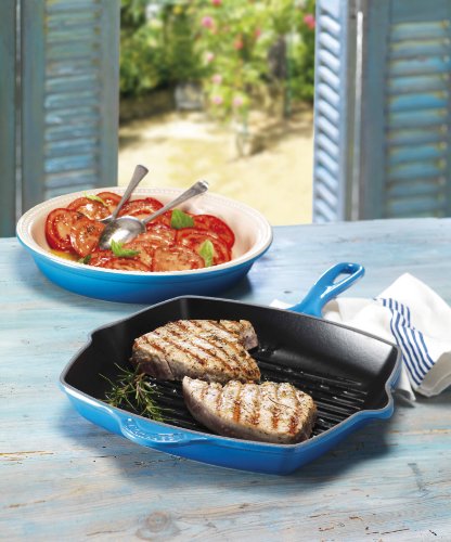 Le Creuset Enameled Cast-Iron 10-1/4-Inch Square Skillet Grill, Marseille