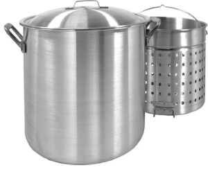 bayou classic 1200 120-qt aluminum bayou boiler features heavy duty riveted handles reinforced aluminum boiling basket w/helper handle perfect for seafood boils crawfish boils and peanut boils