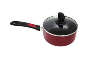 mirro a79624 get a grip aluminum nonstick saucepan with glass lid cookware, 3-quart, red