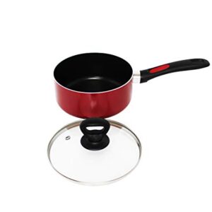 Mirro A79624 Get A Grip Aluminum Nonstick Saucepan with Glass Lid Cookware, 3-Quart, Red