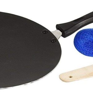 Non-Stick Chapati Tawa/Roti Tawa/Paratha Tawa, Aluminium 2.6 MM with Free Wooden Spatula & Scrubber (275MM) ,Valentine Day Gifts