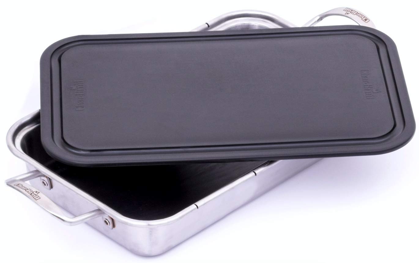 Char-Broil 3526981P04 Grill Plus Roasting Pan & Cutting Board, Stainless and Black