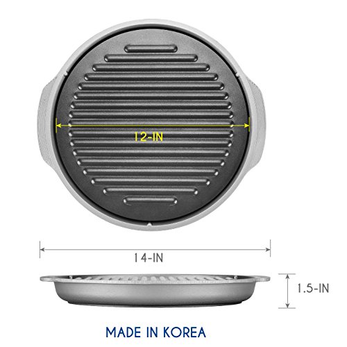 TECHEF - TRUE GRILL PAN - Stovetop Nonstick Indoor/Outdoor Smokeless BBQ Grill Set, including a Grill Plate and Alumium Drip Tray