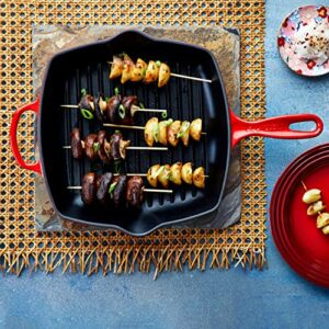 Le Creuset Enameled Cast Iron Signature Square Skillet Grill, 10.25", Cerise