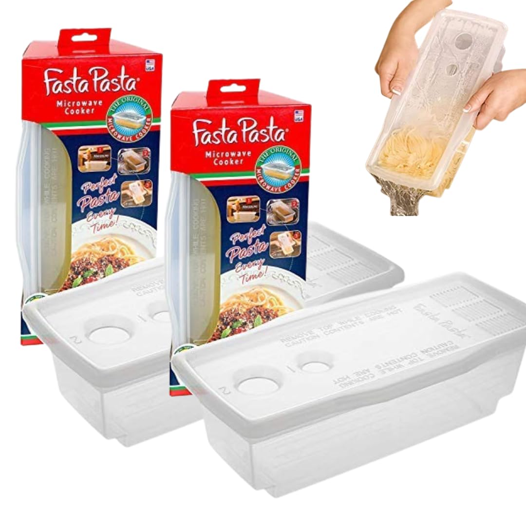 Fasta Pasta Microwave Pasta Cooker, 2 Pack - The Original No Mess, Sticking or Waiting For Boil