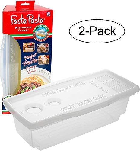 Fasta Pasta Microwave Pasta Cooker, 2 Pack - The Original No Mess, Sticking or Waiting For Boil