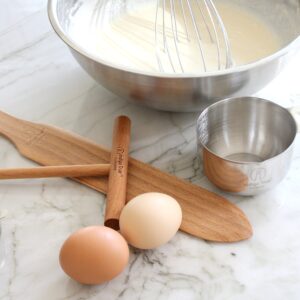 The ORIGINAL Crepe Spreader and Spatula Kit - 2 Piece Set (6” Spreader and 14” Spatula) Convenient Size to Fit Large Crepe Pan Maker | All Natural Beechwood Construction