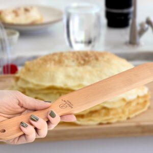 The ORIGINAL Crepe Spreader and Spatula Kit - 2 Piece Set (6” Spreader and 14” Spatula) Convenient Size to Fit Large Crepe Pan Maker | All Natural Beechwood Construction