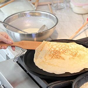 The ORIGINAL Crepe Spreader and Spatula Kit - 2 Piece Set (4” Spreader and 14” Spatula) Convenient Size to Fit Small Crepe Pan Maker | All Natural Beechwood Construction only From Indigo True Company