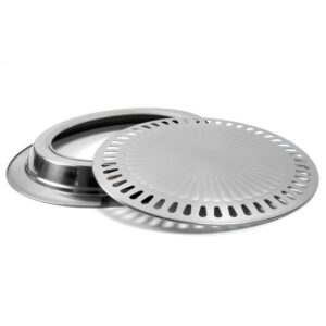 BBQ Plate,korean Style Stovetop,Smokeless Indoor Stainless Steel Non-stick Roasting Round Barbecue Grill Pan For Indoor Outdoor Camping BBQ, Cooking Delicious Roasting Food