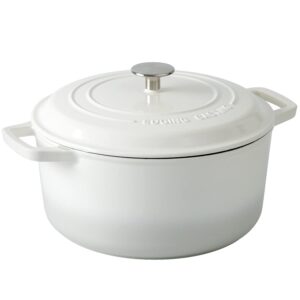 EDGING CASTING Enameled Cast Iron Dutch Oven Pot with Lid, 6-Quart Round Dutch Ovens Dual Handle, Bread Oven for Bread Baking, Oven Safe up to 500°F, White