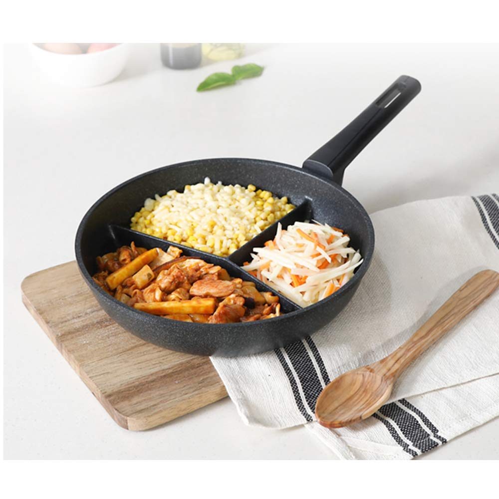 Kitchen Flower Multi 3 Divider Non Stick Coating Frying Pan 28cm