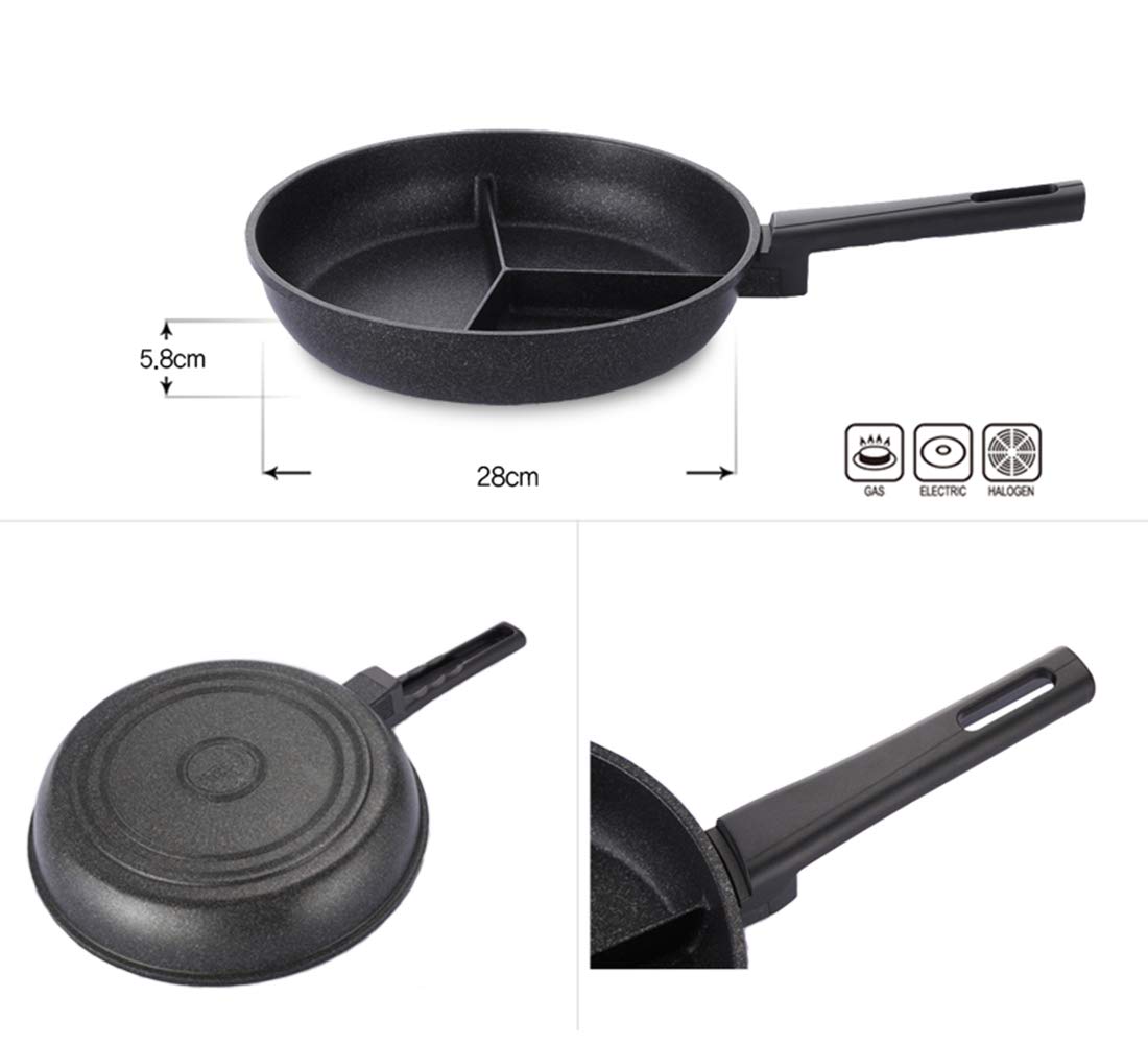 Kitchen Flower Multi 3 Divider Non Stick Coating Frying Pan 28cm