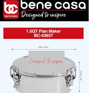 Bene Casa 1.5Qt Stainless Steel Flan Maker, Flan Mold, 7.5in Diameter