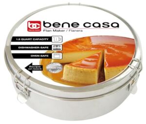 bene casa 1.5qt stainless steel flan maker, flan mold, 7.5in diameter