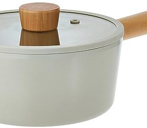 NEOFLAM FIKA Sauce Pan for Stovetops and Induction | Wood Handle and Glass Lid | Made in Korea (7" / 1.7qt)